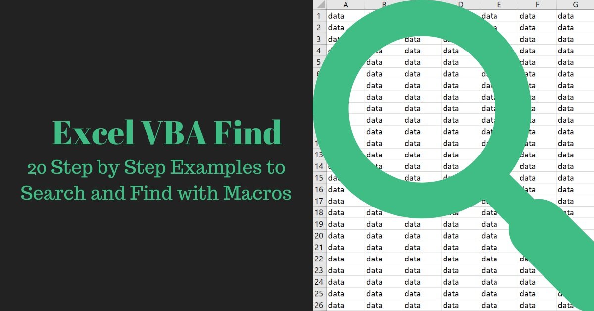 Excel VBA Find 20 Examples To Search And Find With Macros