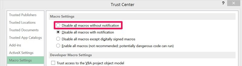 Disable Macros In Excel 2016 Moplausa
